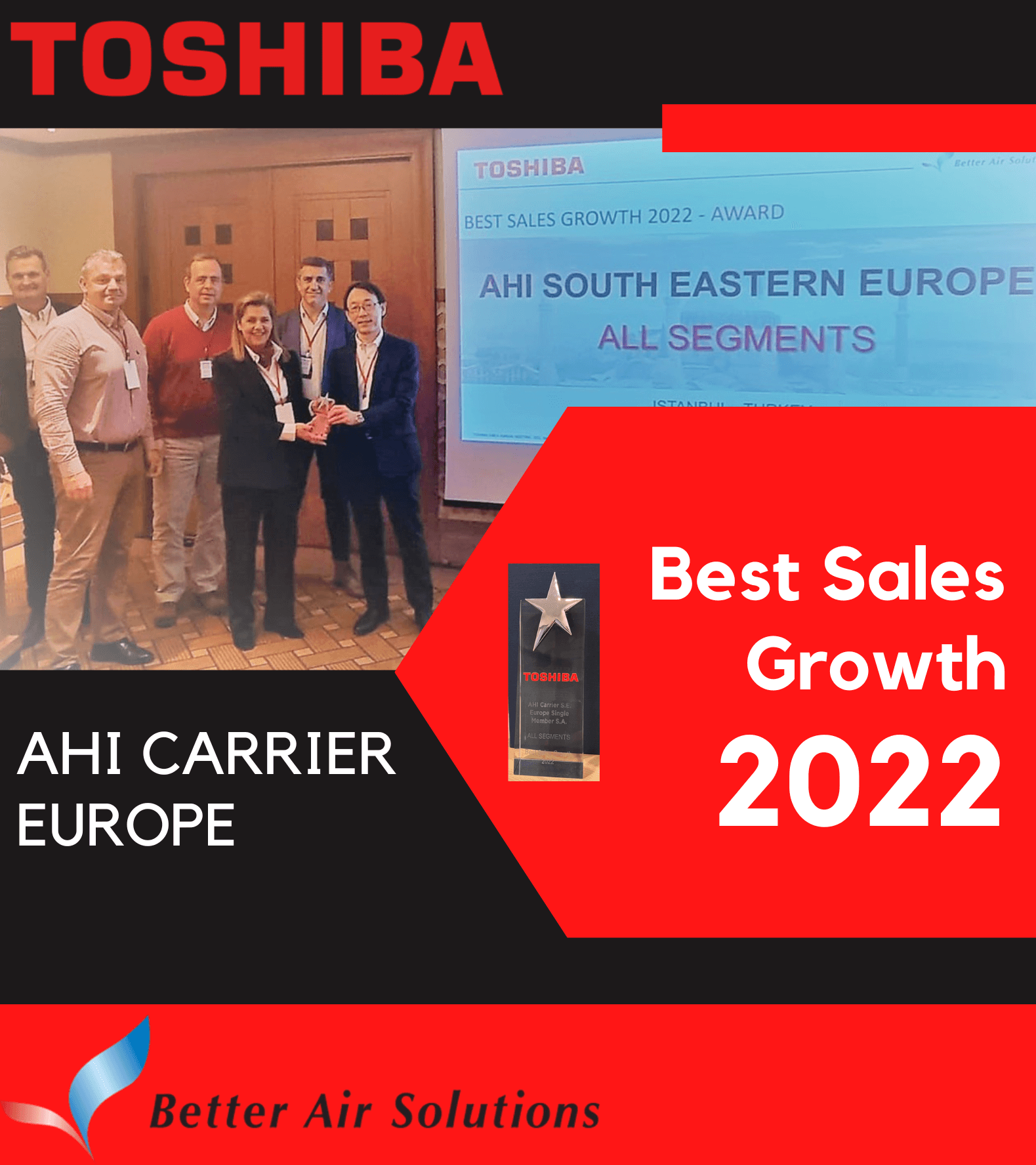 2022 Toshiba Best Sales Growth award goes to AHI CARRIER EUROPE - Toshiba 2022 Toshiba Best Sales Growth award goes to AHI CARRIER EUROPE - Toshiba